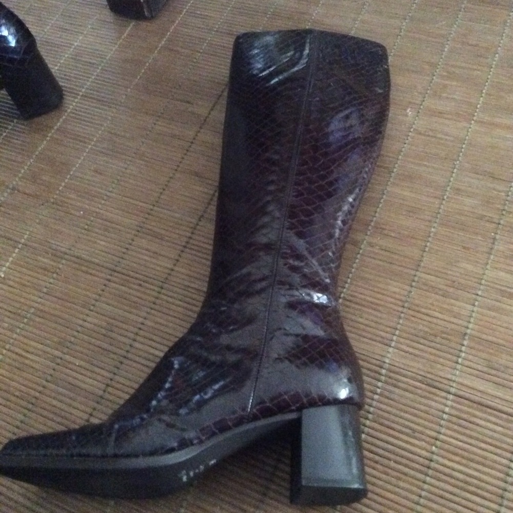 Coca Italian Leather W/Snakeskin Design Boots - Gem
